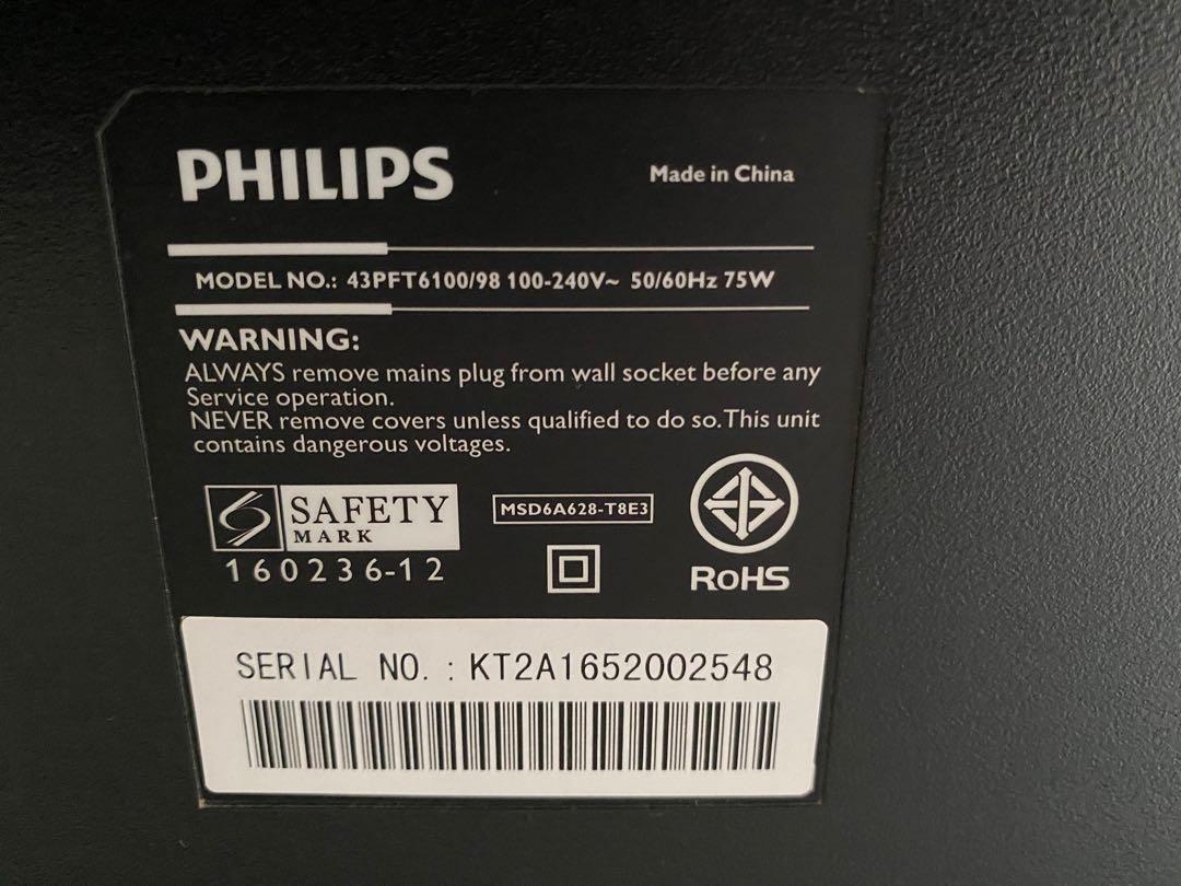 Philips 43-Inch Full HD Smart Slim LED TV - 43PFT6100/98, TV & Home ...