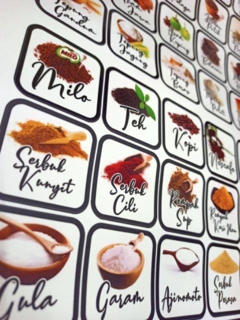 Sticker Label Dapur/Kitchen/Rempah Ratus Murah Kalis Air Transparent ...