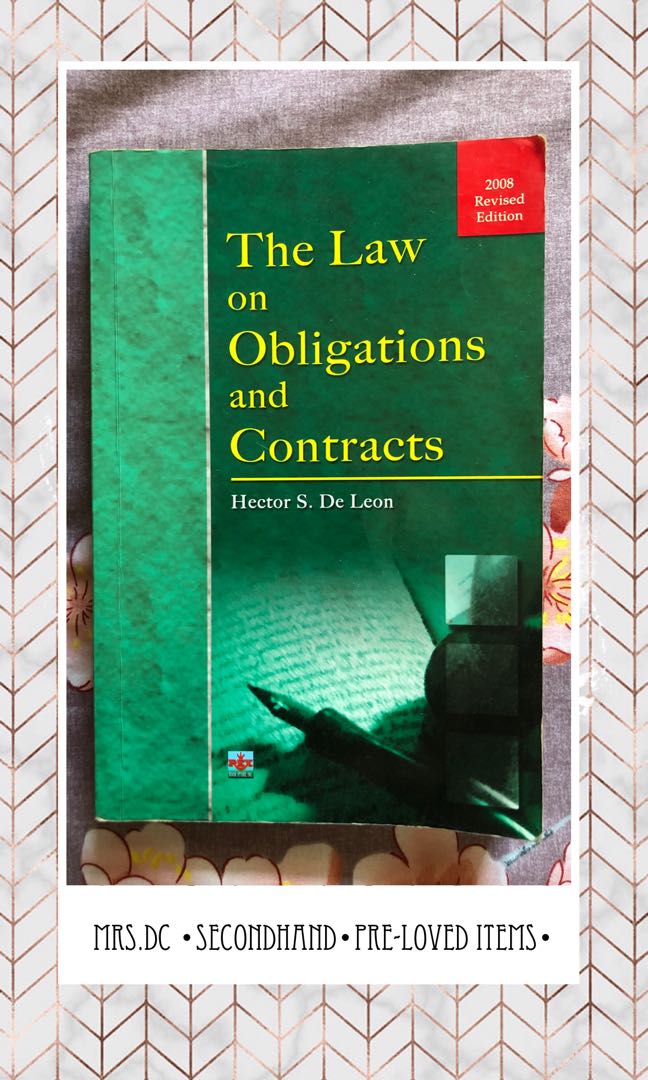 The Law on Obligations and Contracts by Hector S. De Leon, Hobbies ...