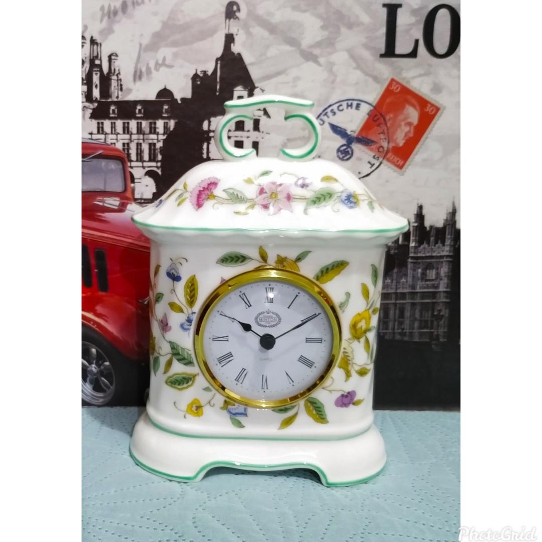 Vintage Haddon Hall Minton Table Clock, Furniture & Home Living, Home ...