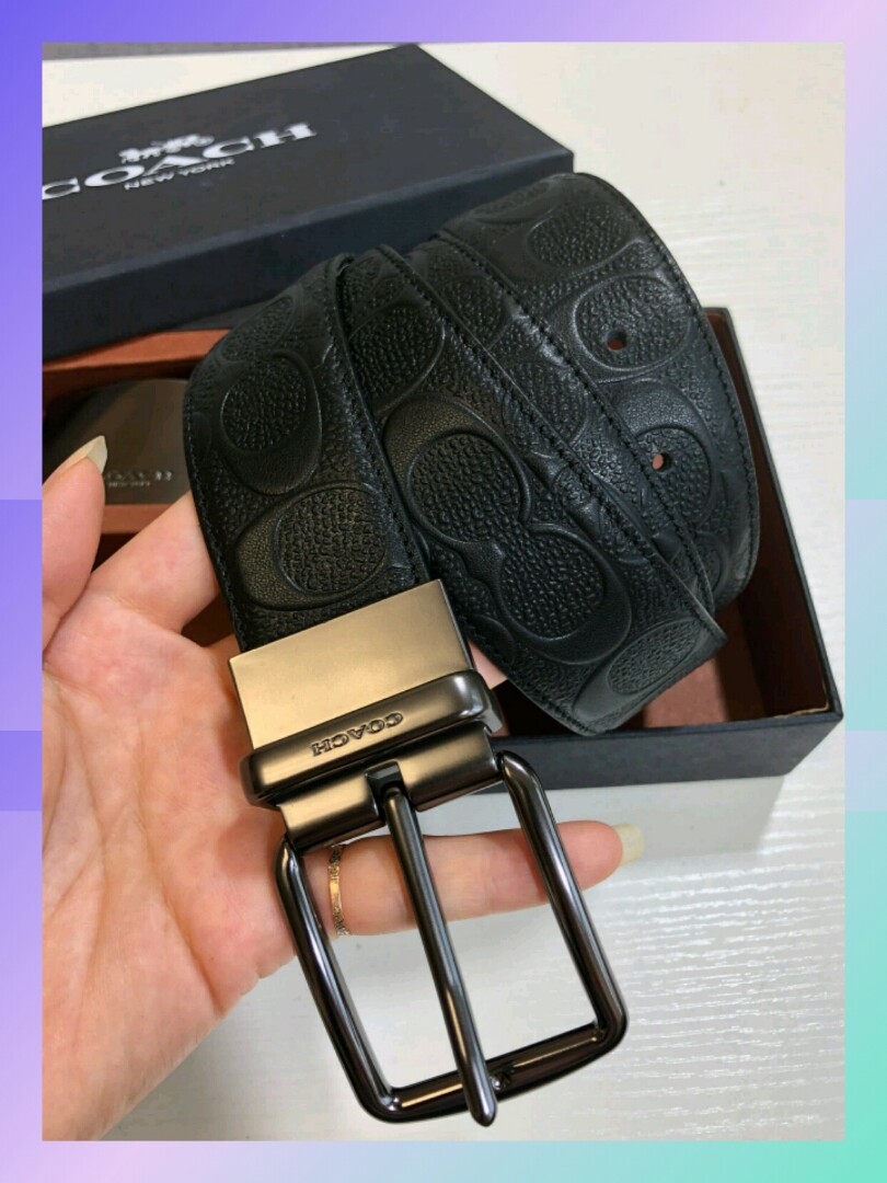 Coach Mens full leather belt Smooth, Luxury, Accessories on Carousell
