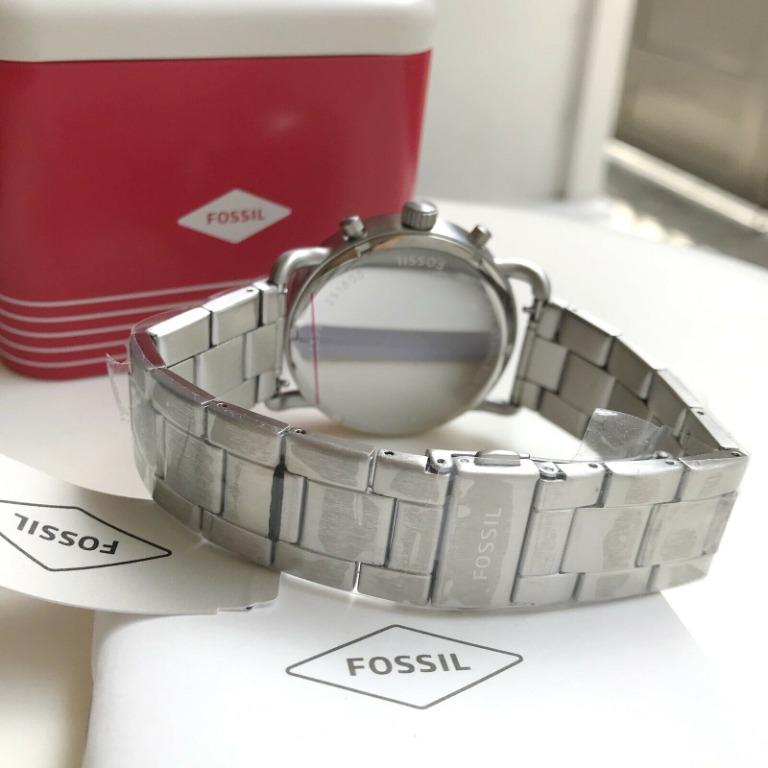 Fossil The Commuter Chrono Black Dial Silver Steel Men Watch, Men's ...