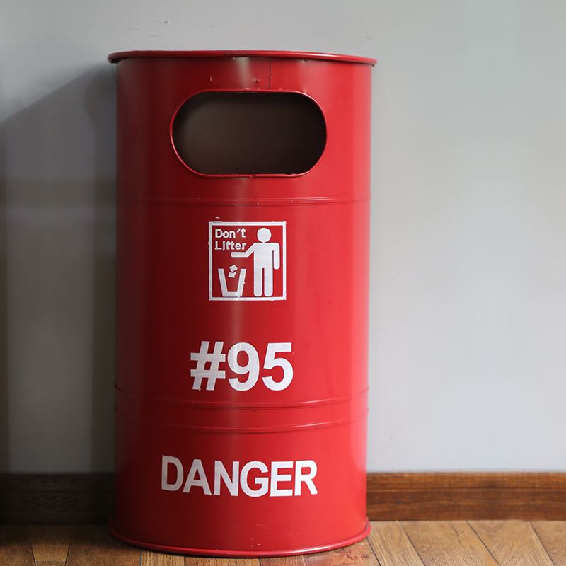 Large size Industrial style red dustbin with internal bin, Furniture ...