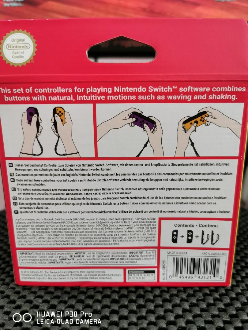 Nintendo Switch joycon controller neon purple and orange, Video Gaming ...