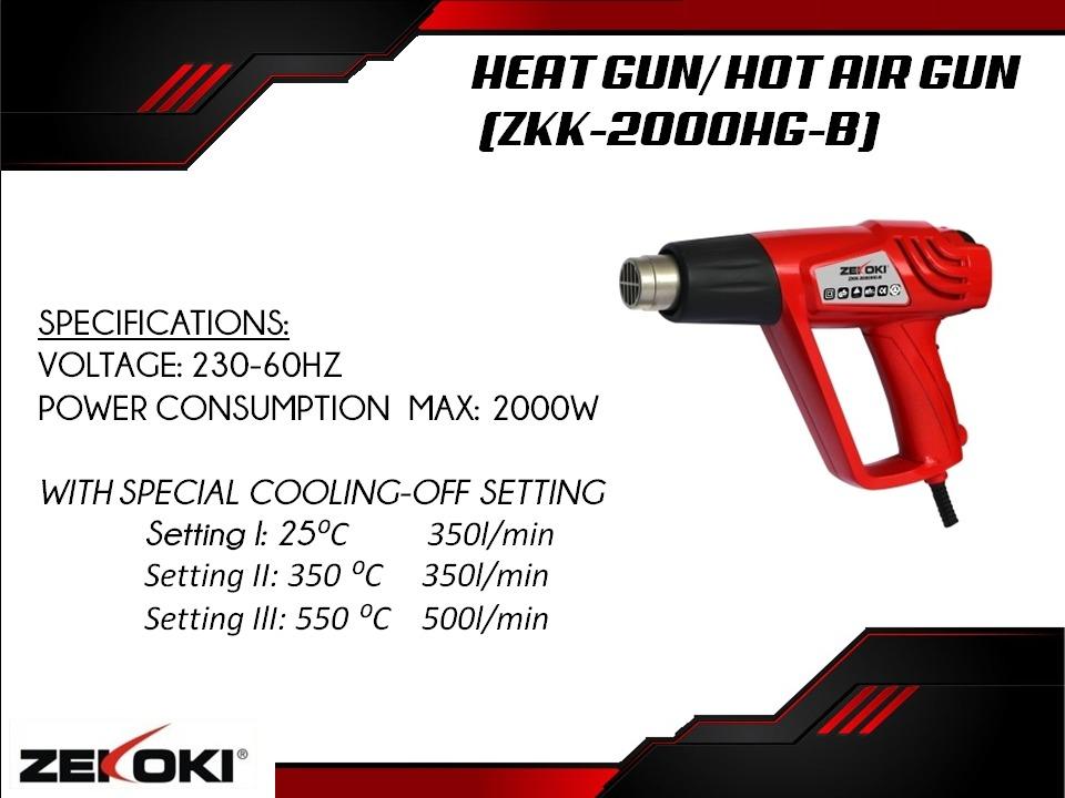 ZEKOKI Heat Gun/ Hot Air Gun ZKK-2000HG-B, Furniture & Home Living ...