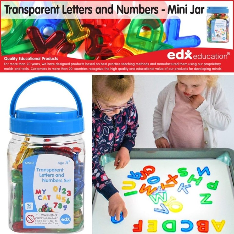 BNIP: Edx Education Transparent Letters and Numbers Set - Mini Jar ...