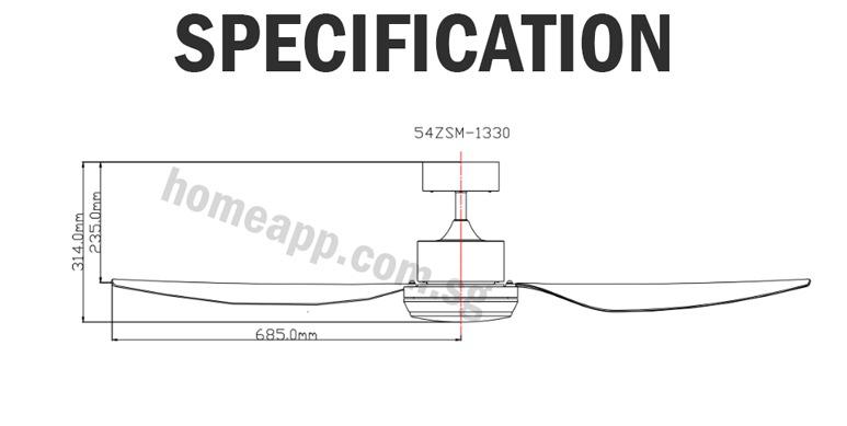 [DC Motor] Fanco Co-Fan Heli Ceiling fan with LED Light, Remote, Home ...