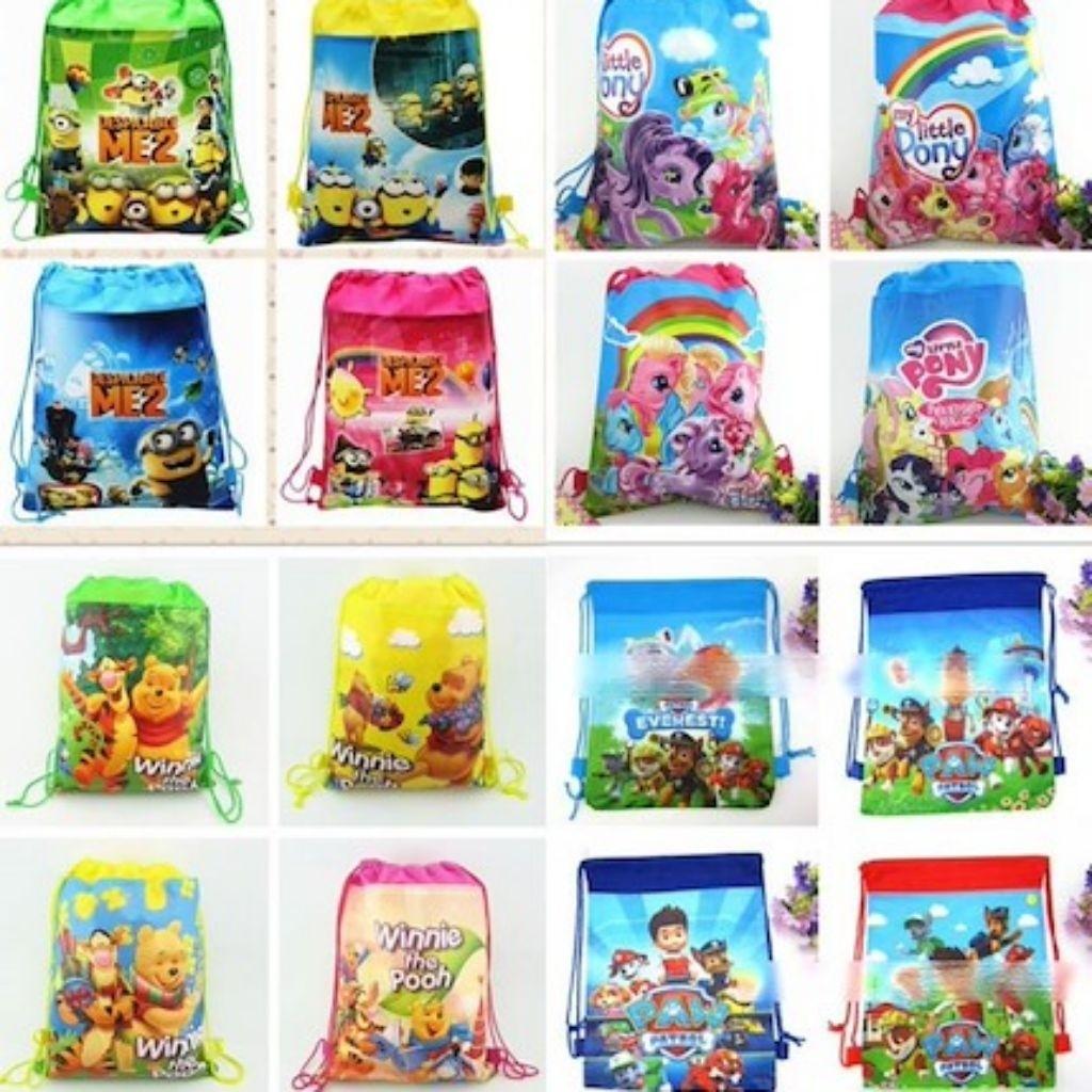 Kids cartoon drawstring bag back pack goodie bag tuition bag swimming ...