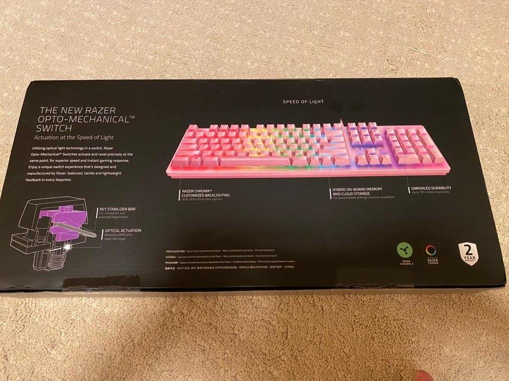 RAZER HUNTSMAN OPTO MECHANICAL Keyboard - Special QUARTZ ( PINK ...