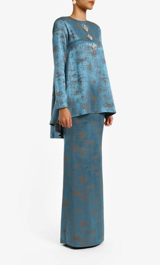 Rizman Ruzaini Rusleena Brocade Kurung in Blue, Women's Fashion ...