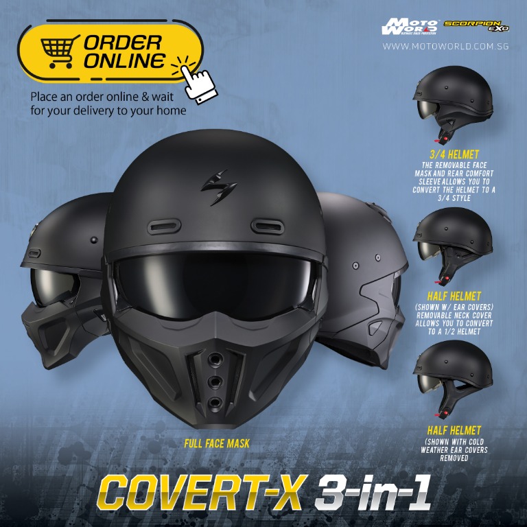 Scorpion Covert-X Motorcycle Helmet, Motorcycles, Motorcycle Apparel on ...