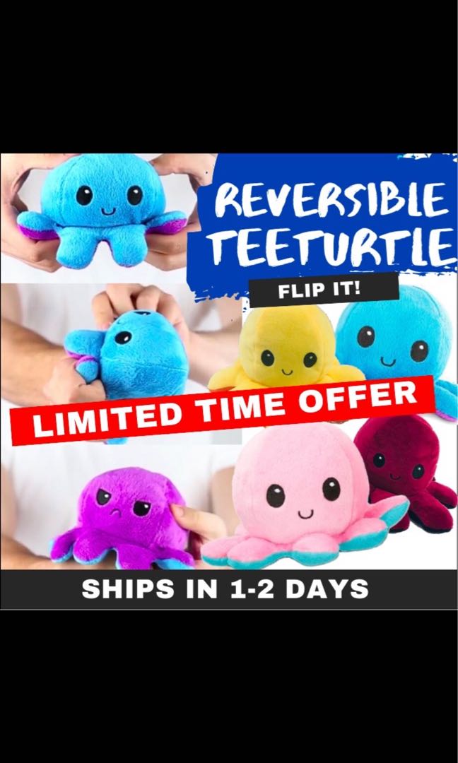 teeturtle reversible octopus soft toy mood, Toys & Games, Stuffed Toys ...
