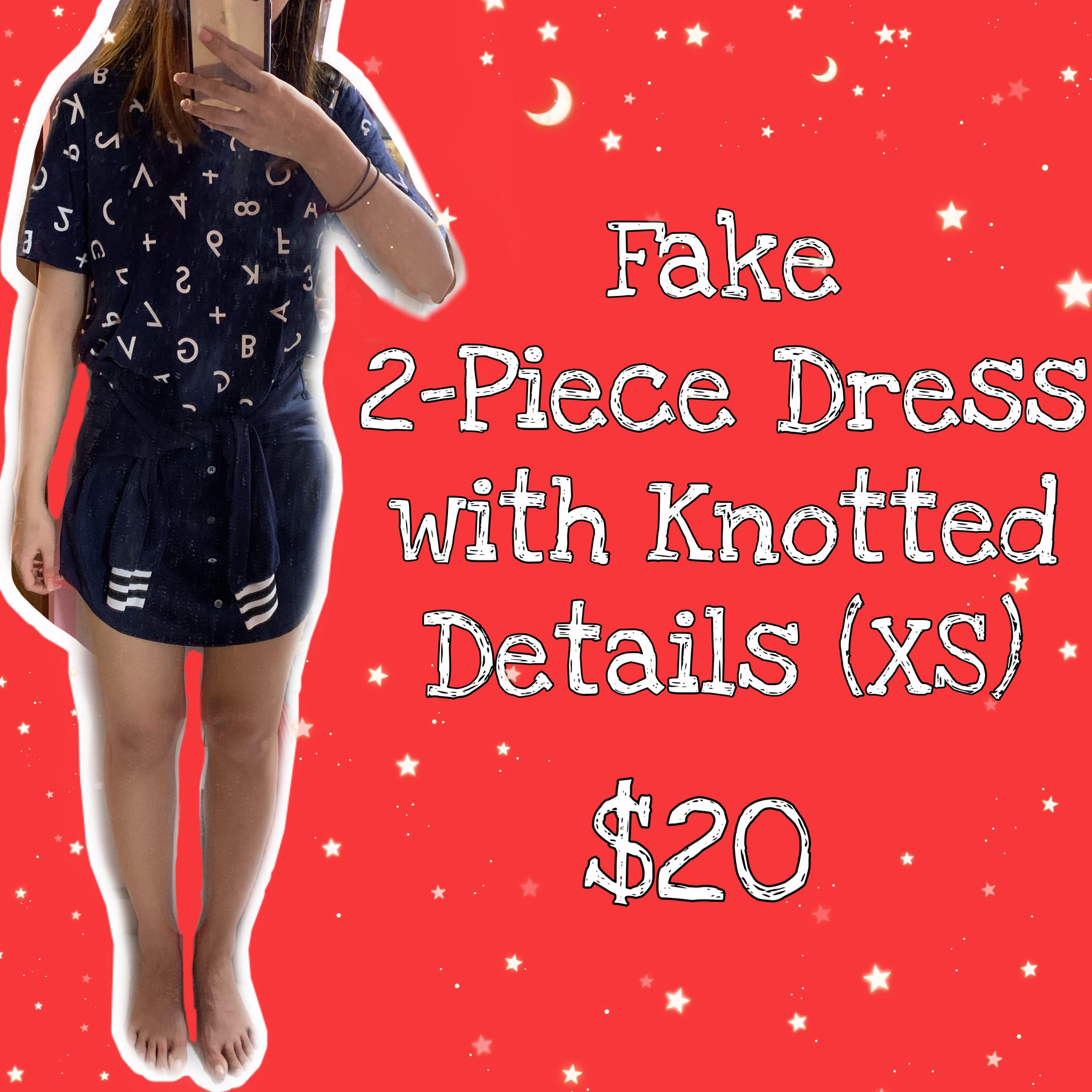 Fake 2-Piece Dress with Knotted Details, Women's Fashion, Dresses ...