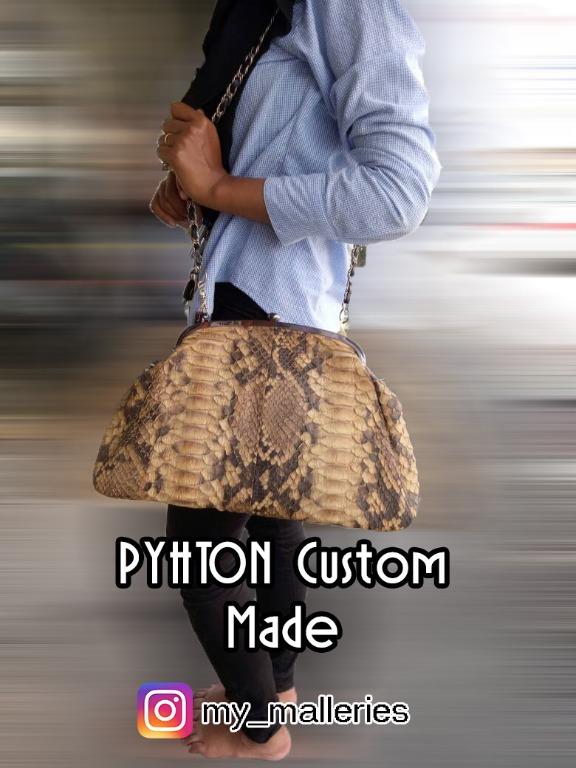 handmade python skin bag (kulit ular original), Luxury, Bags & Wallets ...