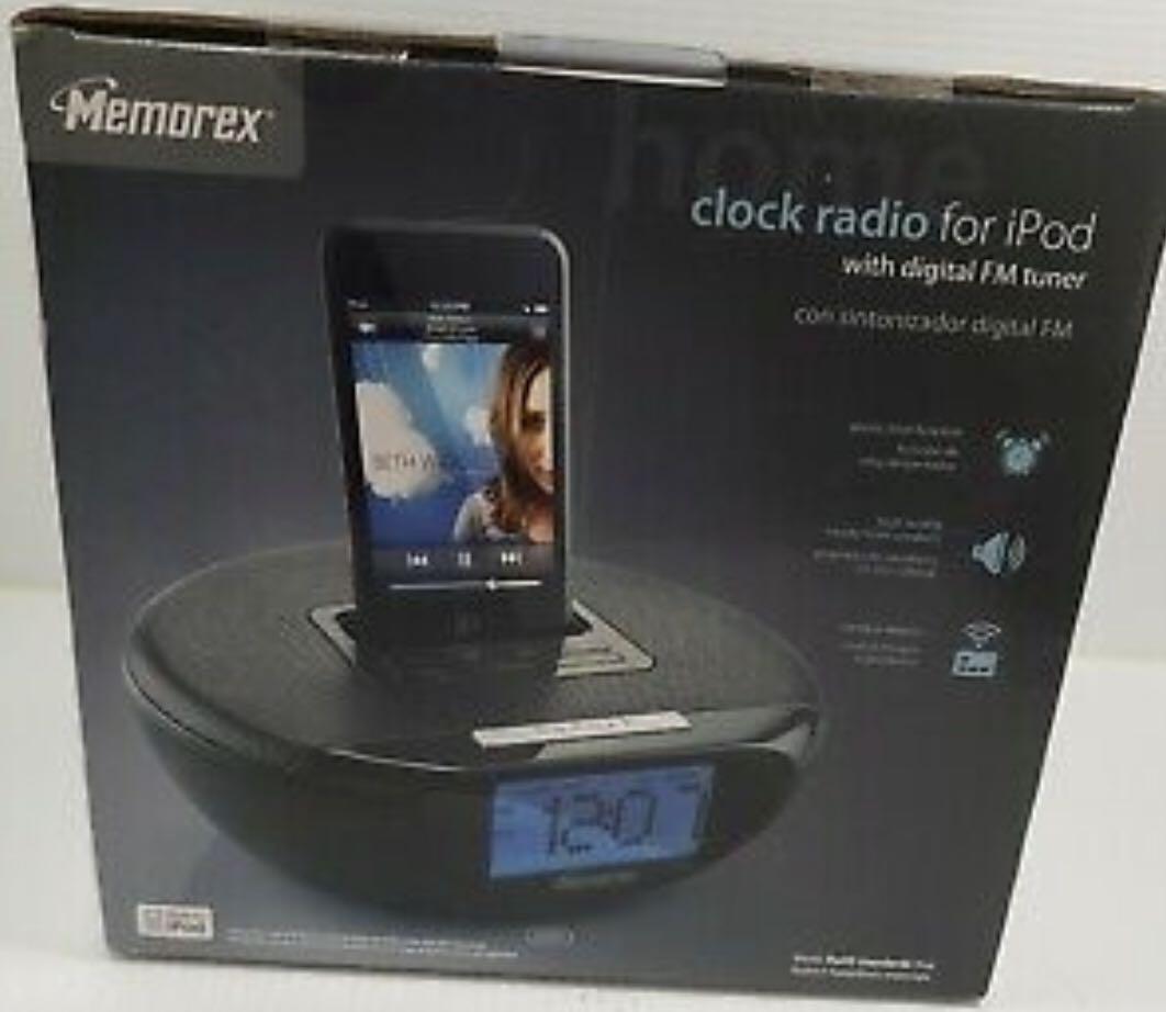 Memorex Digital Alarm Clock FM Radio LED Display Time Apple iPOD Home ...