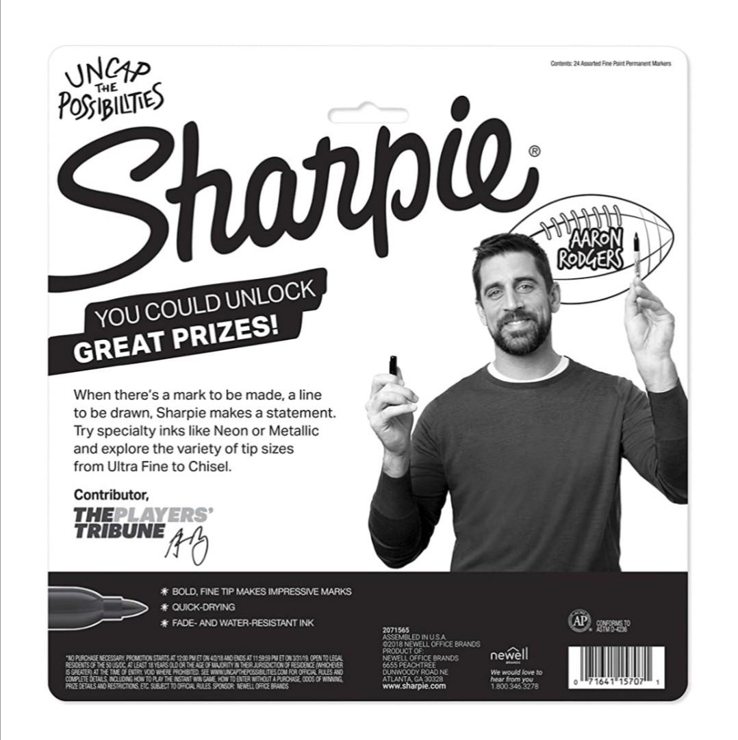 Sharpie Permanent Markers, Fine Point, Aaron Rodgers Special Edition ...