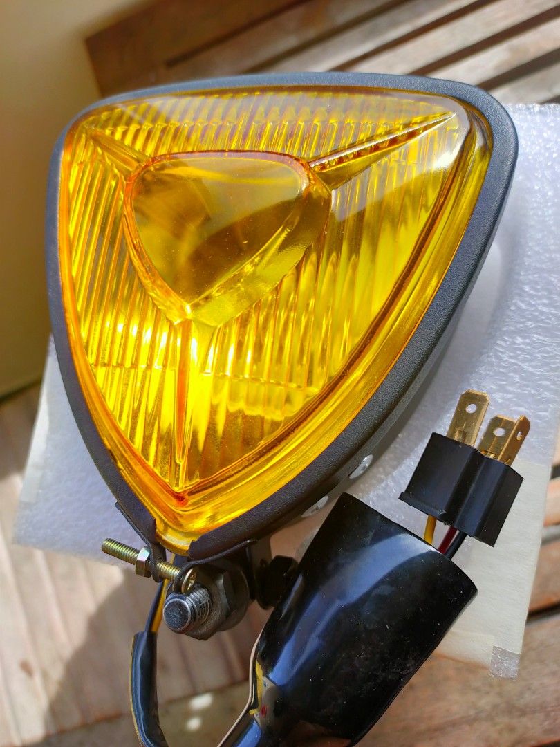 Yellow triangle motorcycle headlight, Motorcycles, Motorcycle ...