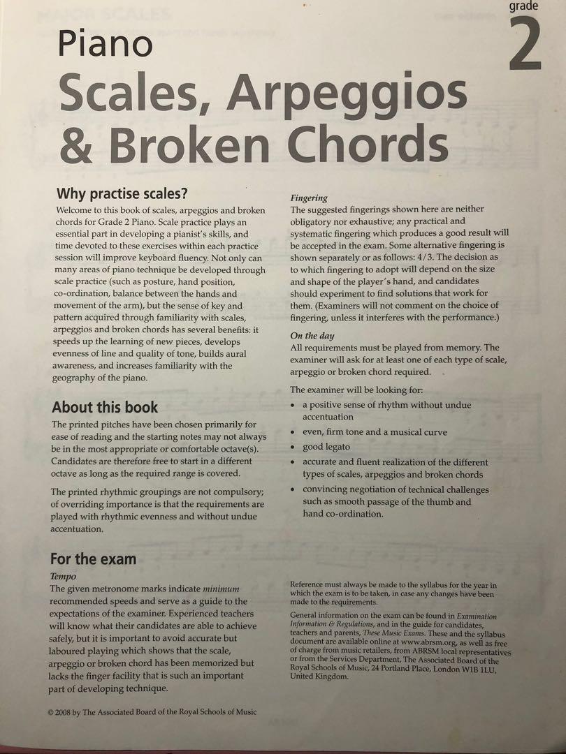 ABRSM Grade 2 Scales, Arpeggios & Broken Chords, Hobbies & Toys, Music ...