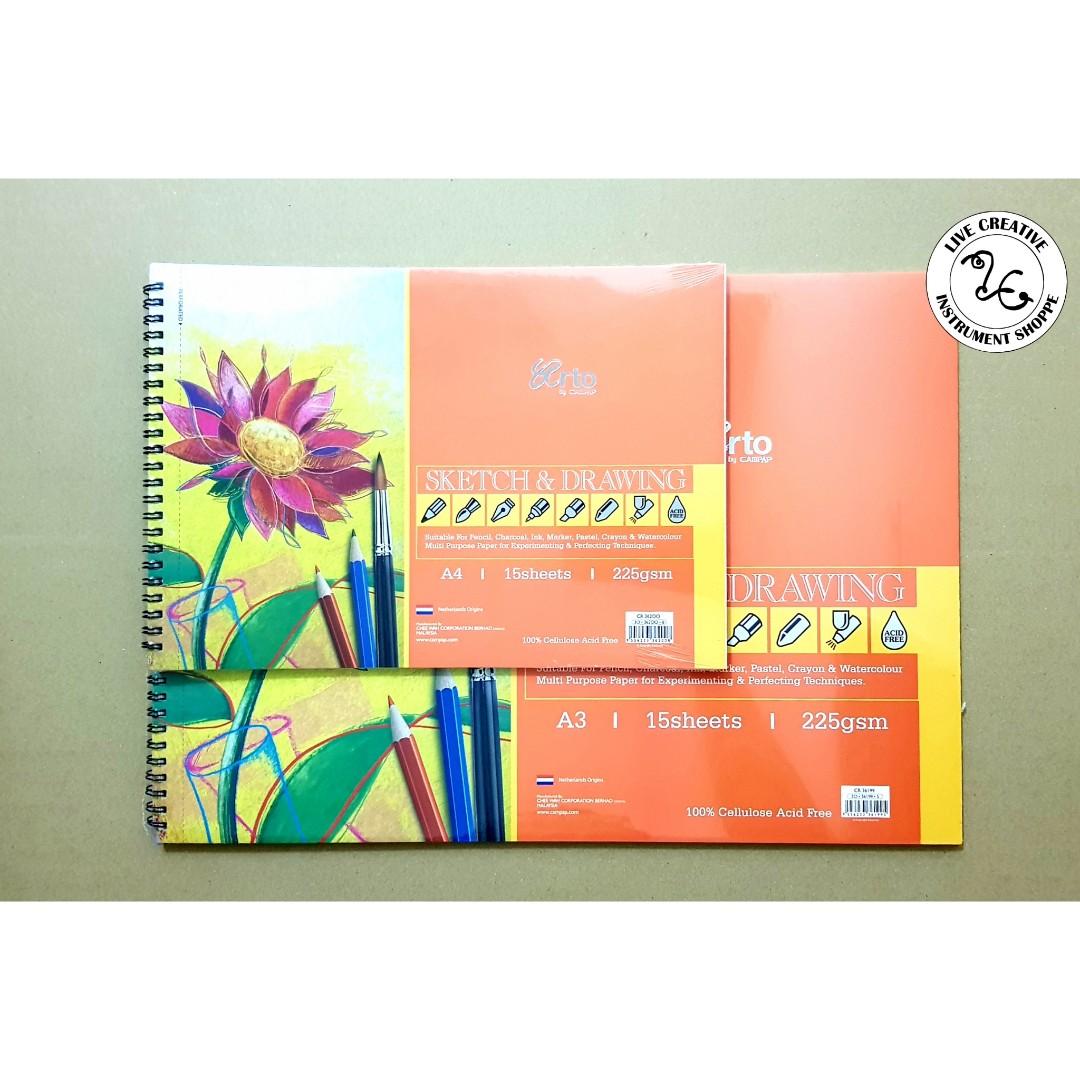 ARTO Wire-O Perforated Sketch & Drawing Pad A4 / A3 (225gsm) - 100 % ...