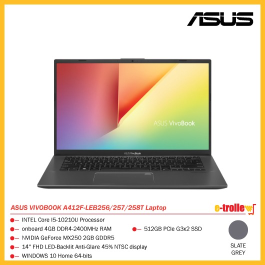 ASUS VIVOBOOK A412F-LEB256/257/258T Laptop (Slate Grey/Peacock Blue ...