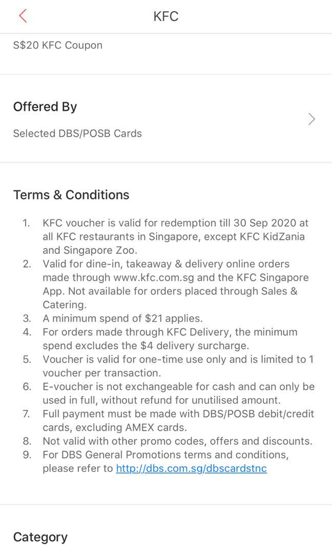 KFC $20 voucher, Tickets & Vouchers, Vouchers on Carousell