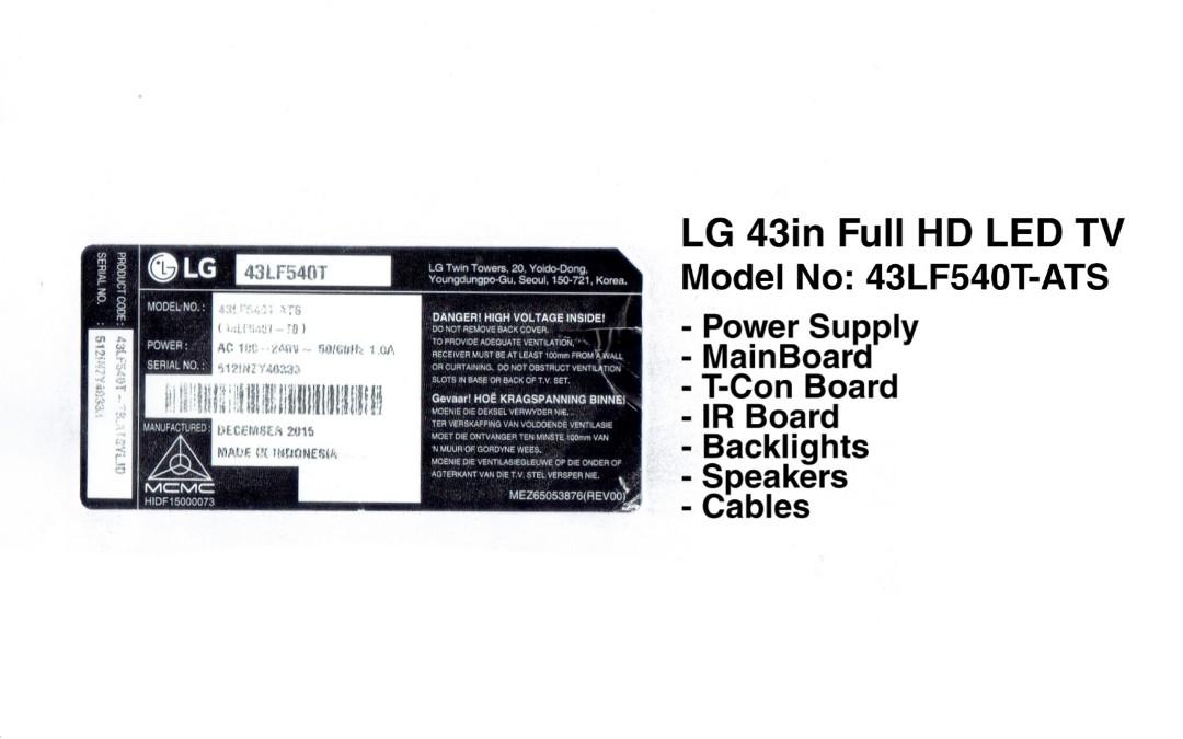 Lg 43in LED TV SpareParts Fullset, TV & Home Appliances, TV ...