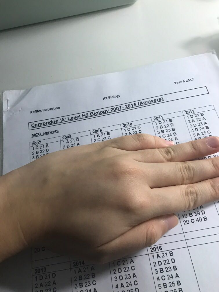 RAFFLES answer key to H2 Bio TYS (2007-2015), Books & Stationery ...