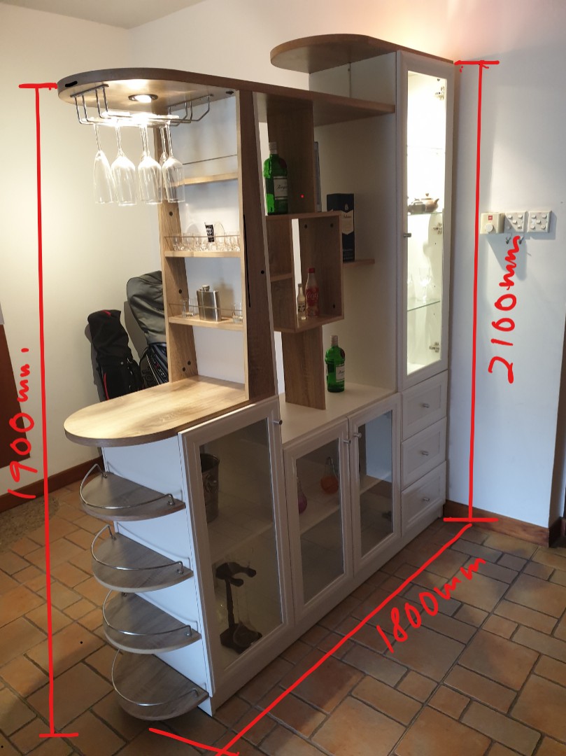 Bar counter/ glass display cabinet, Furniture & Home Living, Furniture ...