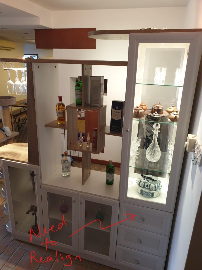 Bar counter/ glass display cabinet, Furniture & Home Living, Furniture ...
