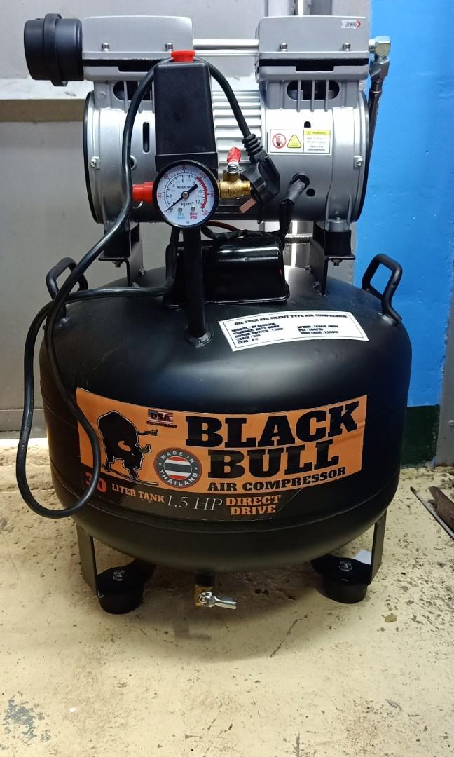 BLACK BULL USA COMPRESSORS Silent type Air oil less compressor 1.5hp ...
