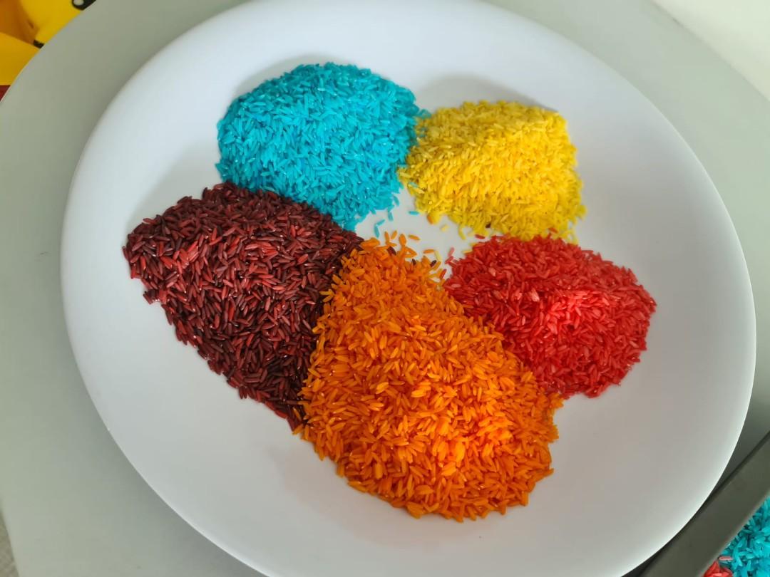 Colourful rice - sensory play, Babies & Kids, Infant Playtime on Carousell