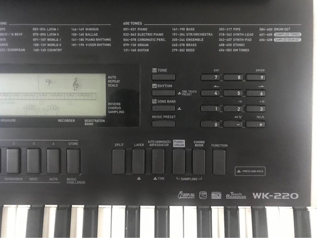 Digital Piano Casio WK - 220 with 76 Key, USB Connection and with Stand ...