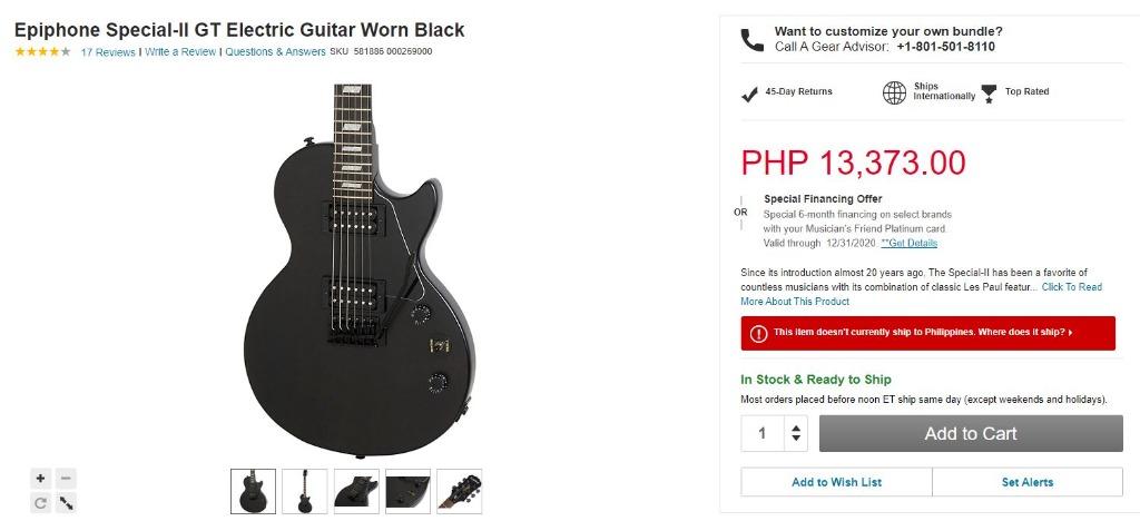 Epiphone Special-II GT Electric Guitar Worn Black, Hobbies & Toys ...