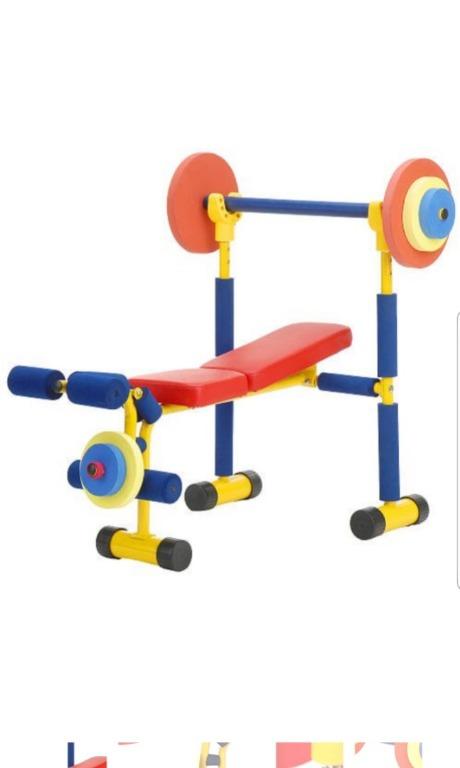 (HOT) Redmon Fun and Fitness Exercise Gym Play Pretend Weights Bench ...