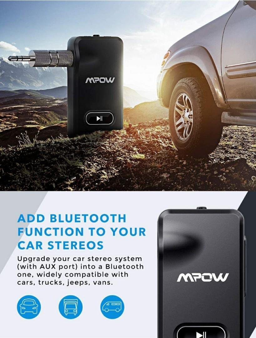 Mpow BH129 Bluetooth Receiver for Car, Aux Bluetooth Car Adapter 5.0 ...