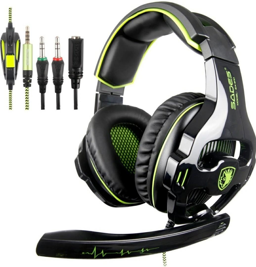 SADES SA810 Green New Updated 3.5mm Multi-Platform Stereo PS4 Headset ...