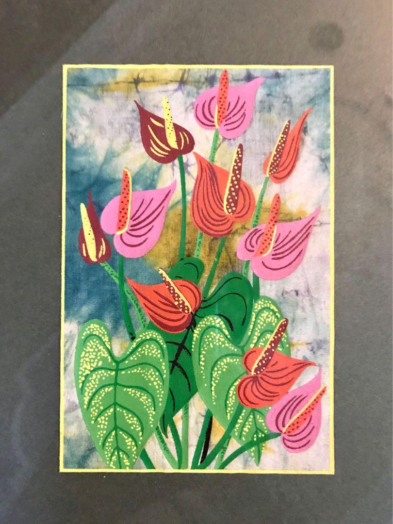 Vintage Silk Screen Print on Batik 25x20cms, Furniture & Home Living ...