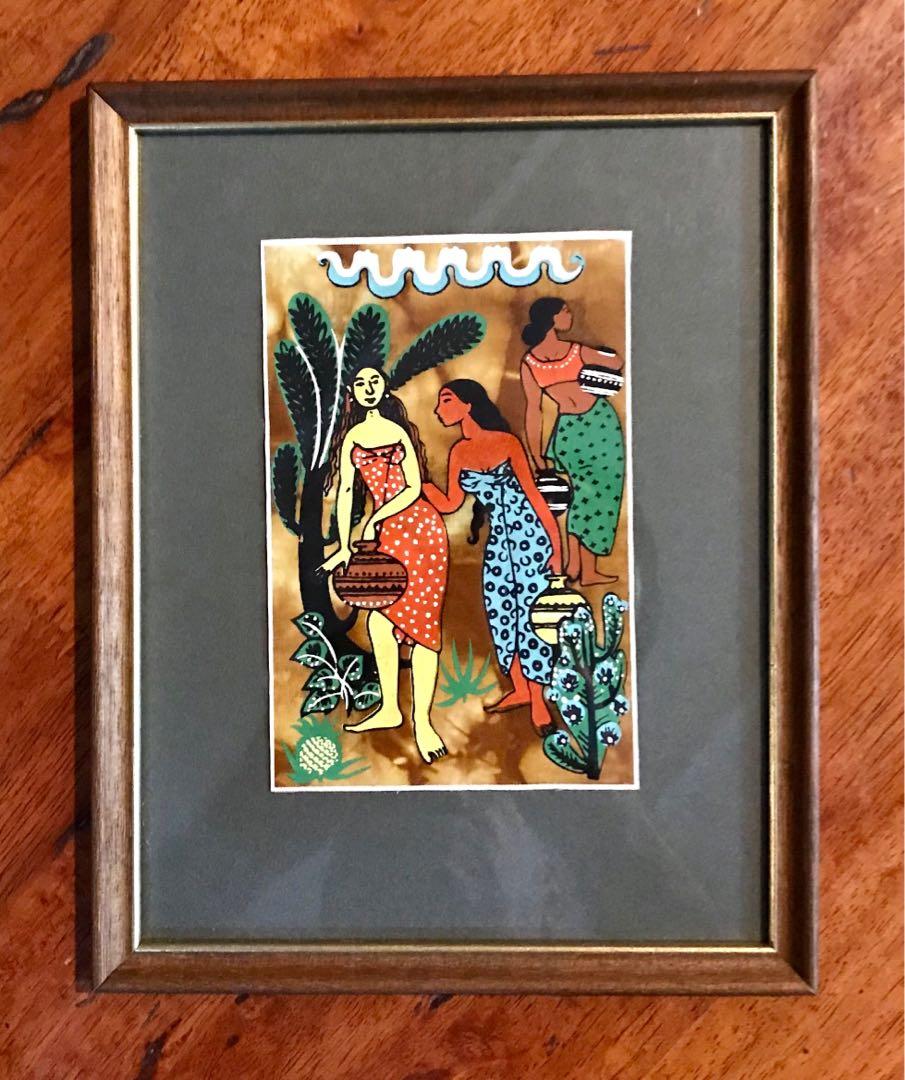 Vintage Batik Silk Screen Print 25x20 cms, Furniture & Home Living ...