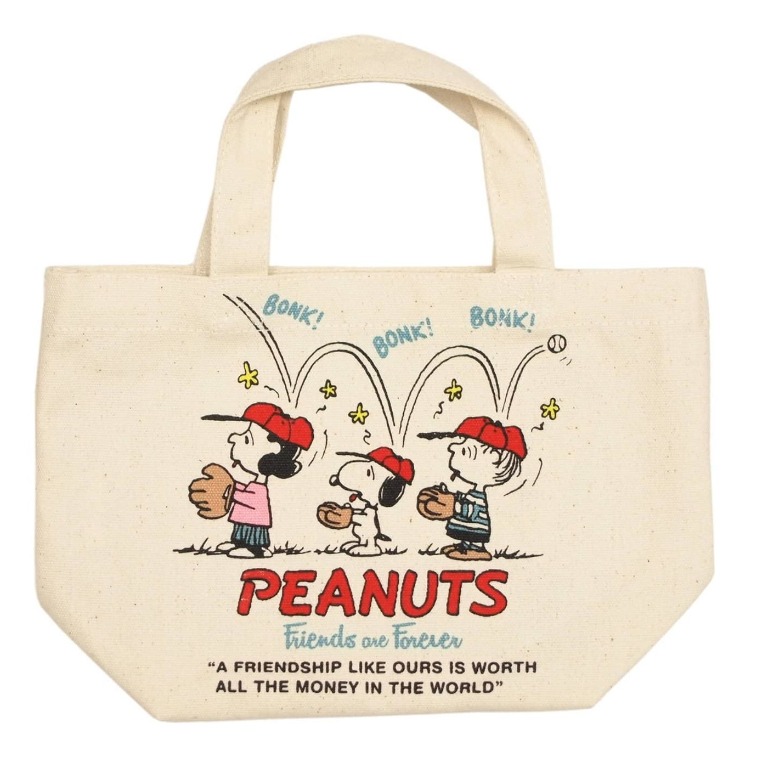 日本 Peanuts Snoopy 史路比 BONK! 米白色帆布 手挽袋, 女裝, 手袋及銀包, Tote Bags - Carousell