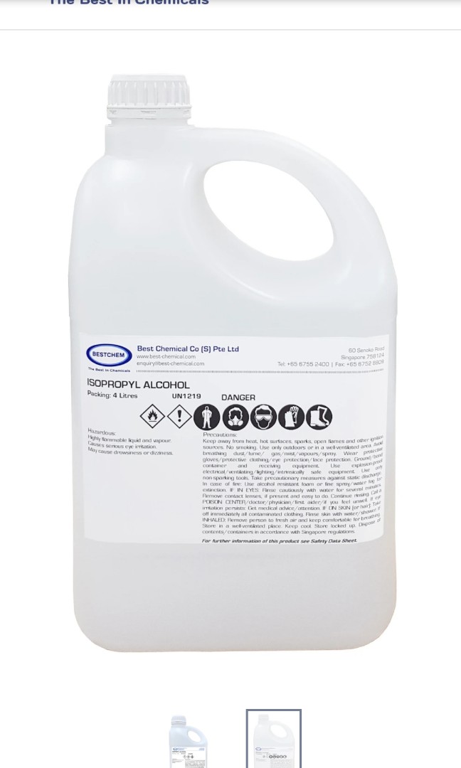 BN BestChem 4L Isopropyl alcohol 99.9%, Everything Else on Carousell