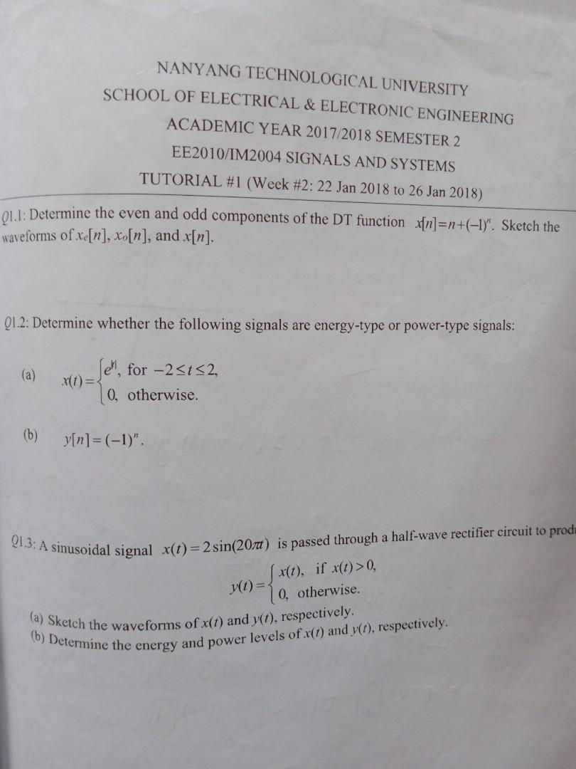 EE2010/IM2004 Signals and Systems, Computers & Tech, Office & Business Technology on Carousell