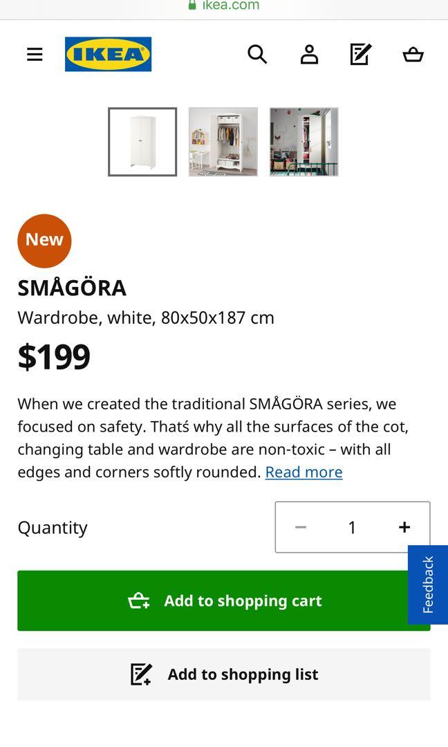 Freestanding Ikea Wardrobe (Smagora), Babies & Kids, Baby Nursery ...