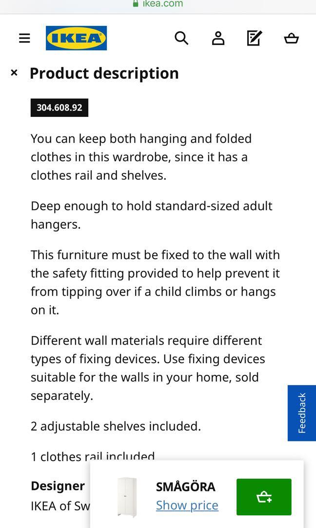 Freestanding Ikea Wardrobe (Smagora), Babies & Kids, Baby Nursery ...