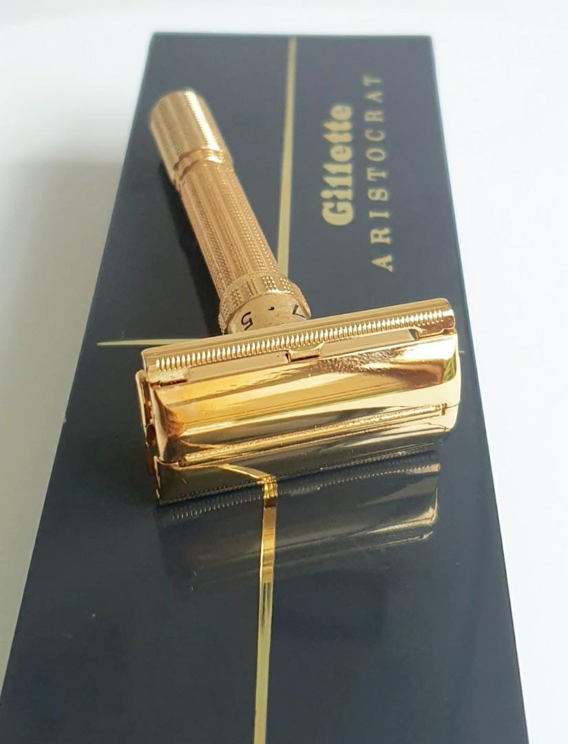 Gillette Aristocrat Gold Plated Adjustable (1964) J-4 Razor Set, Health ...