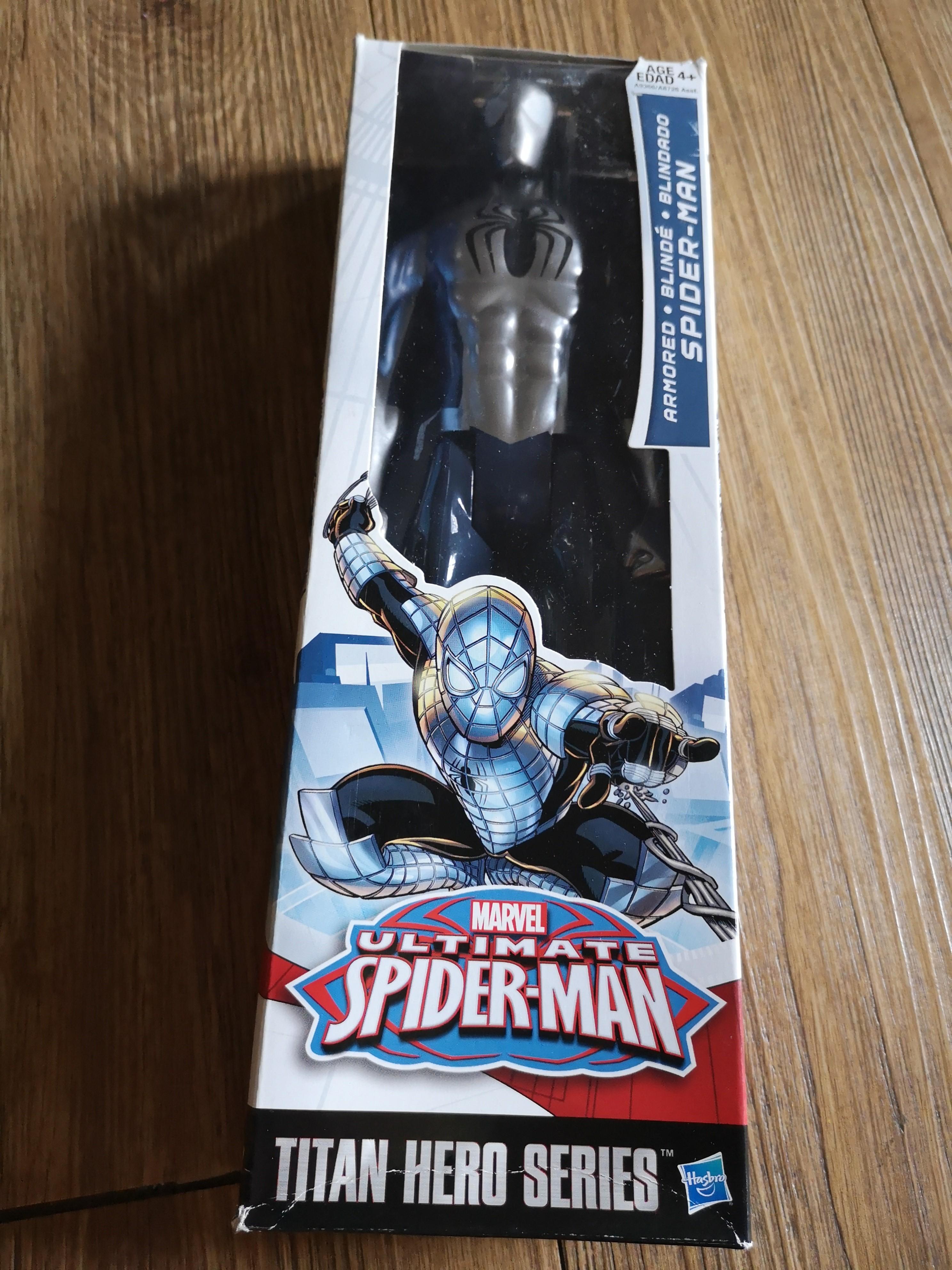 Hasbro armored Ultimate SPIDER-Man Silver 12" INCH ACTION FIGURE TITAN ...