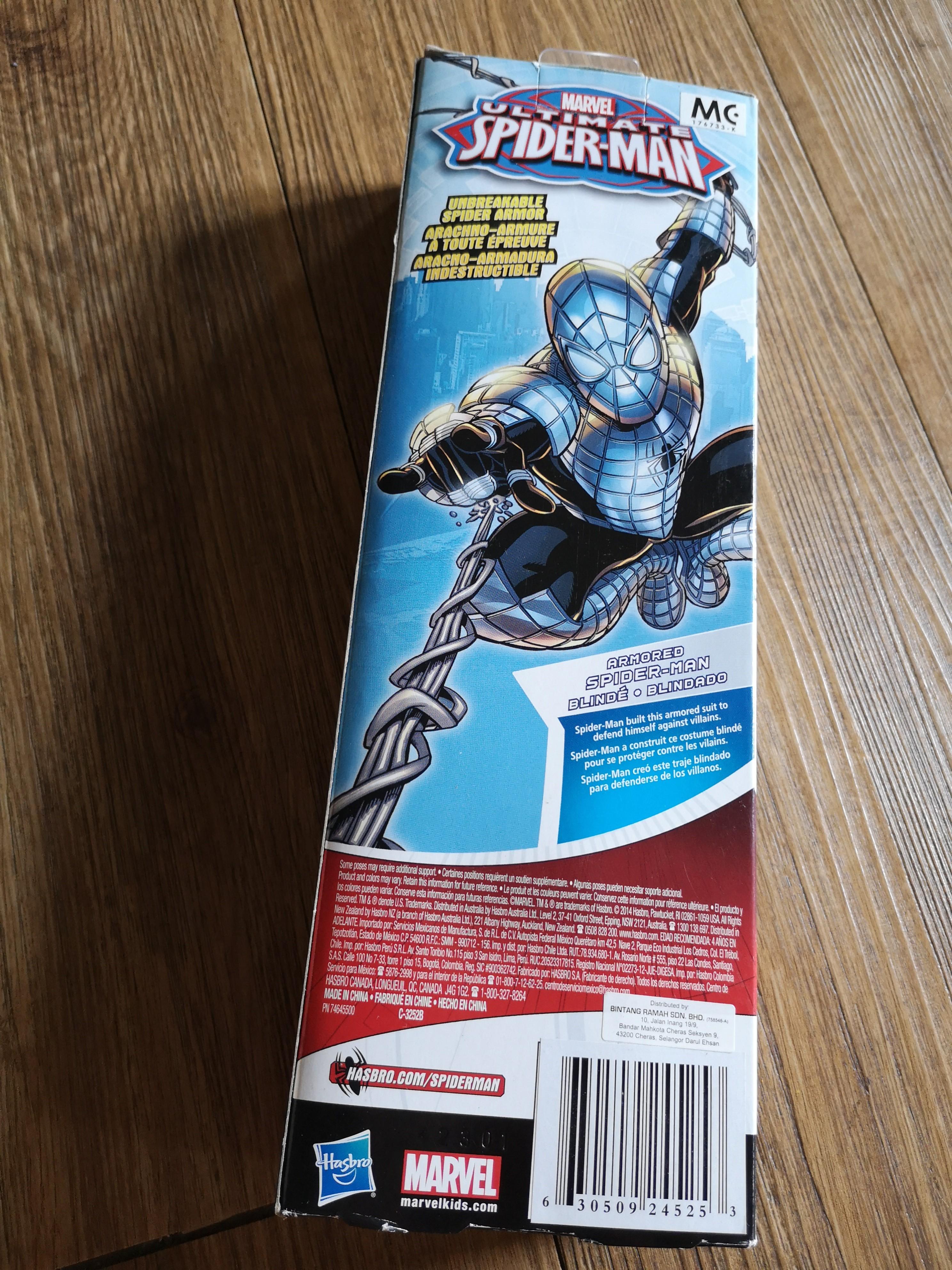 Hasbro armored Ultimate SPIDER-Man Silver 12" INCH ACTION FIGURE TITAN ...