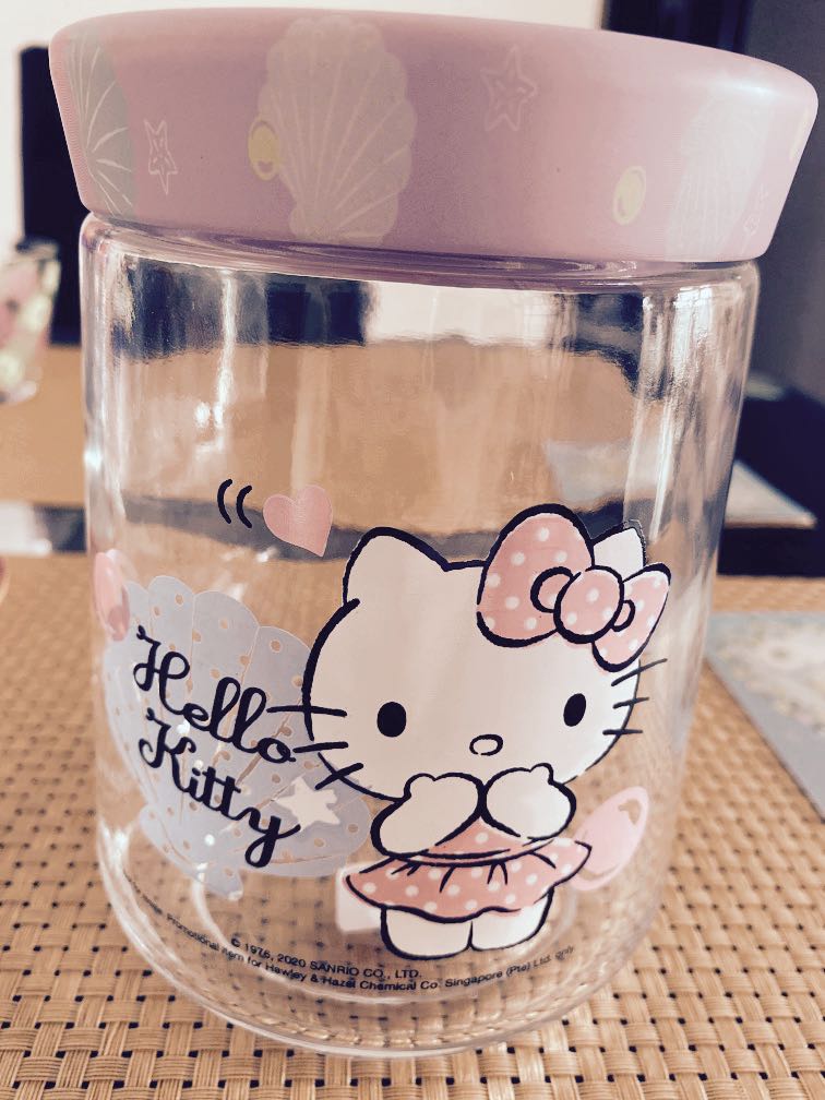 Hello Kitty Glass container, Furniture & Home Living, Kitchenware ...