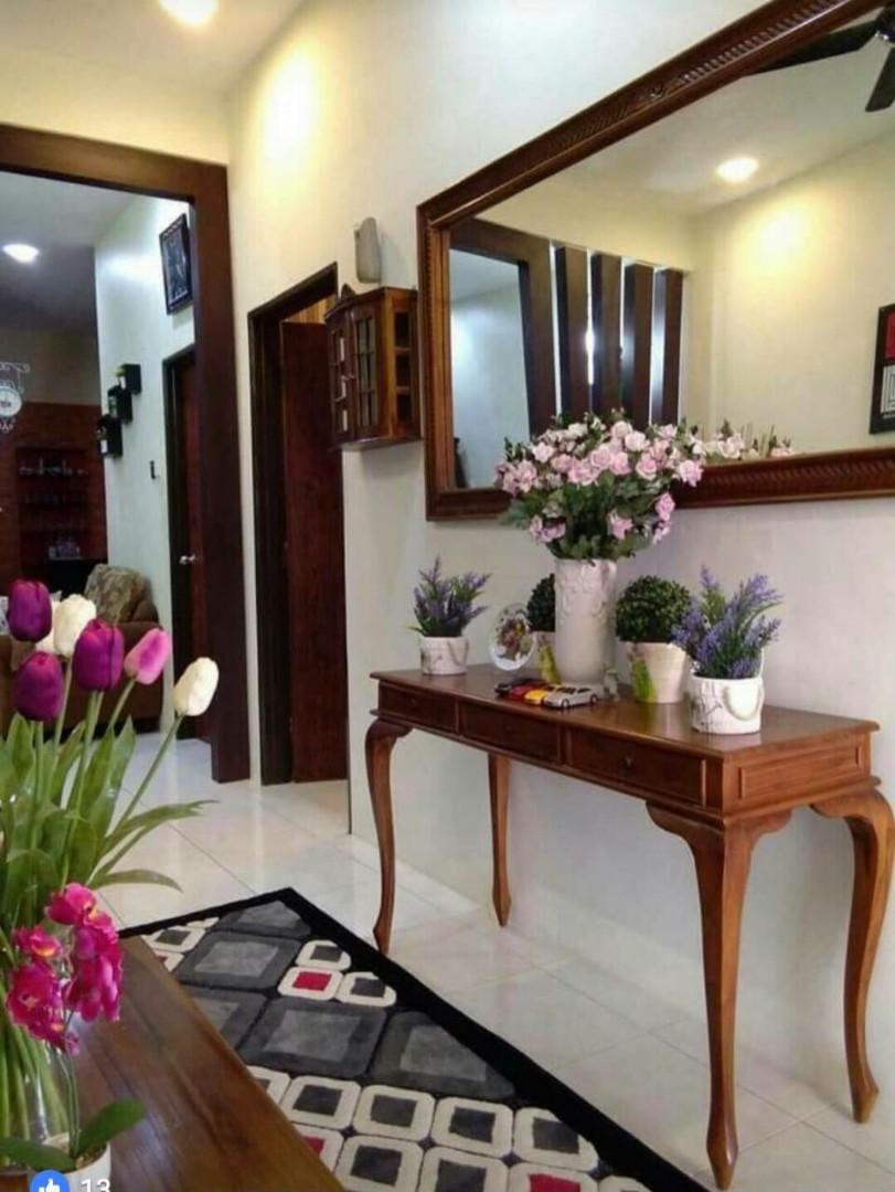 MEJA CONSOLE JATI + CERMIN BERPINTU JATI 2, Furniture & Home Living ...