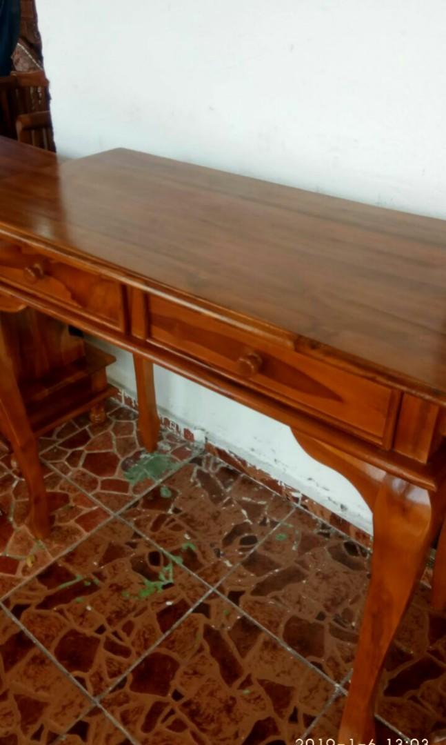 MEJA CONSOLE JATI + CERMIN BERPINTU JATI 2, Furniture & Home Living ...