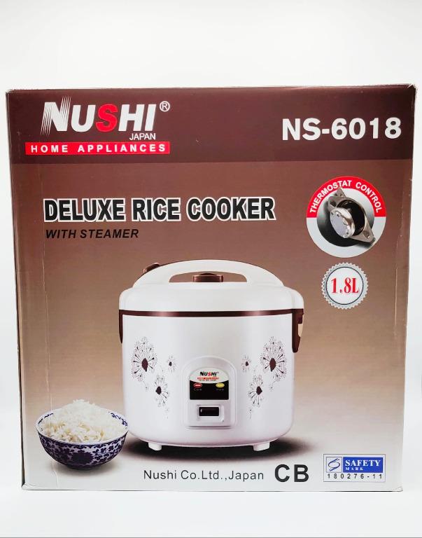 NUSHI JAPAN DELUXE RICE COOKER WITH STEAMER -1.8LITRE, TV & Home ...